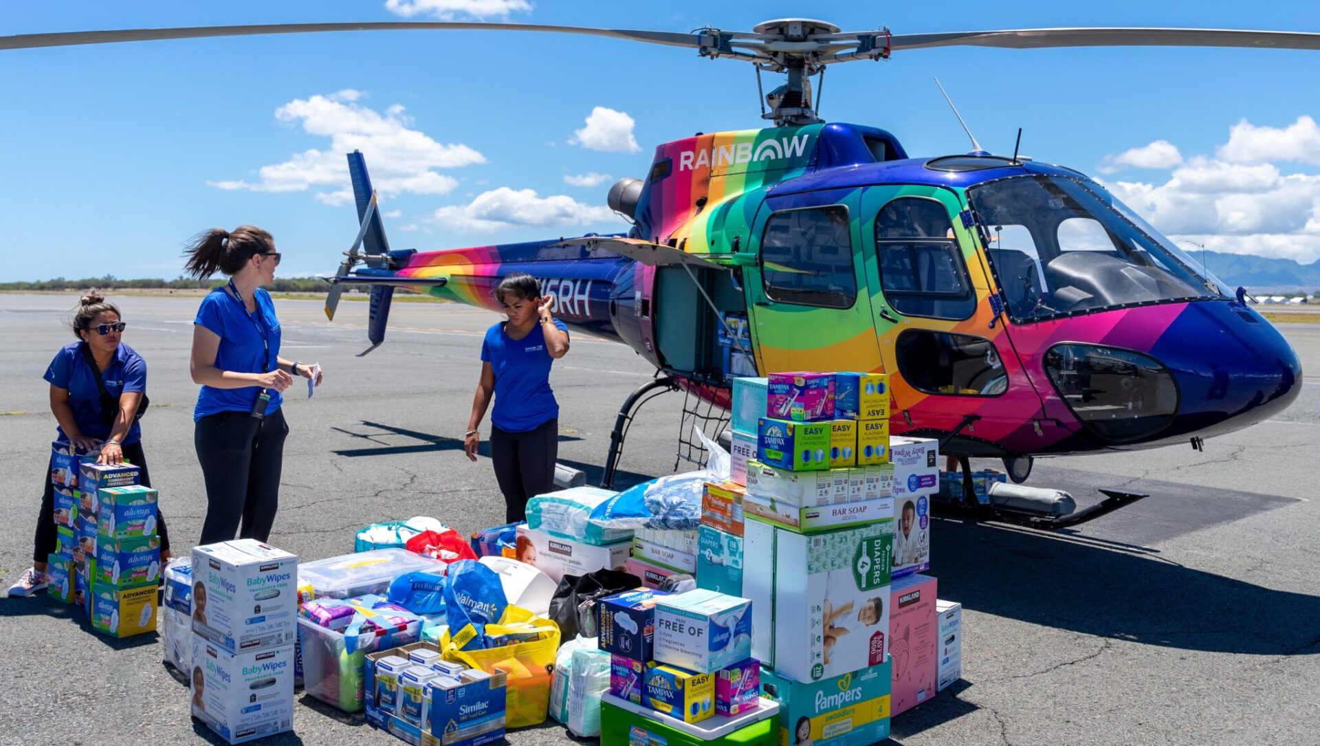 Civil and military helicopters bring disaster relief to Hawaii ...